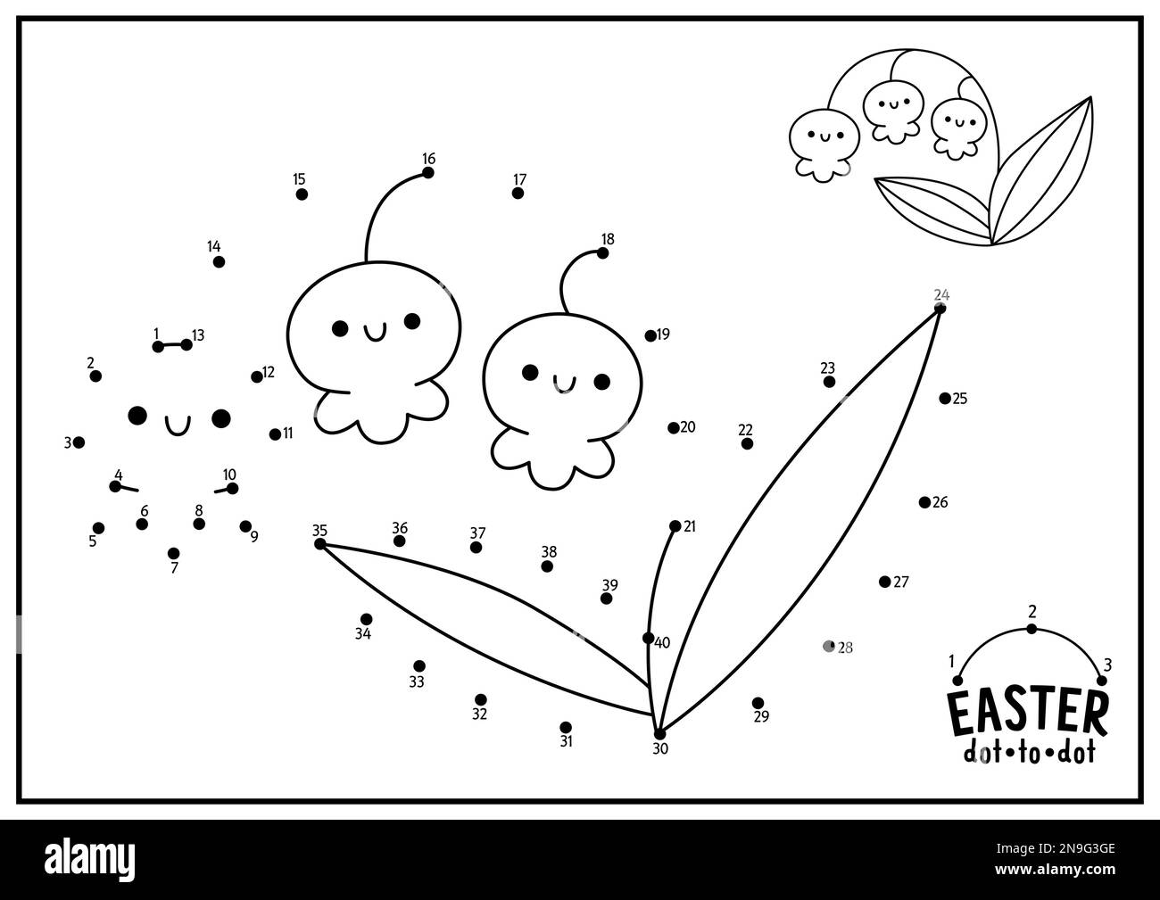 Vector Easter dot-to-dot and color activity with cute kawaii egg ...