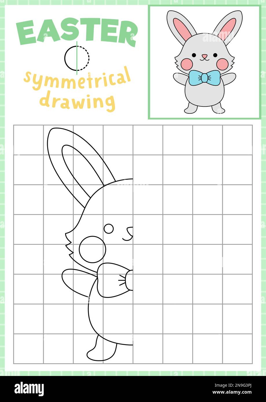 Easter symmetrical drawing worksheet. Complete the bunny picture ...