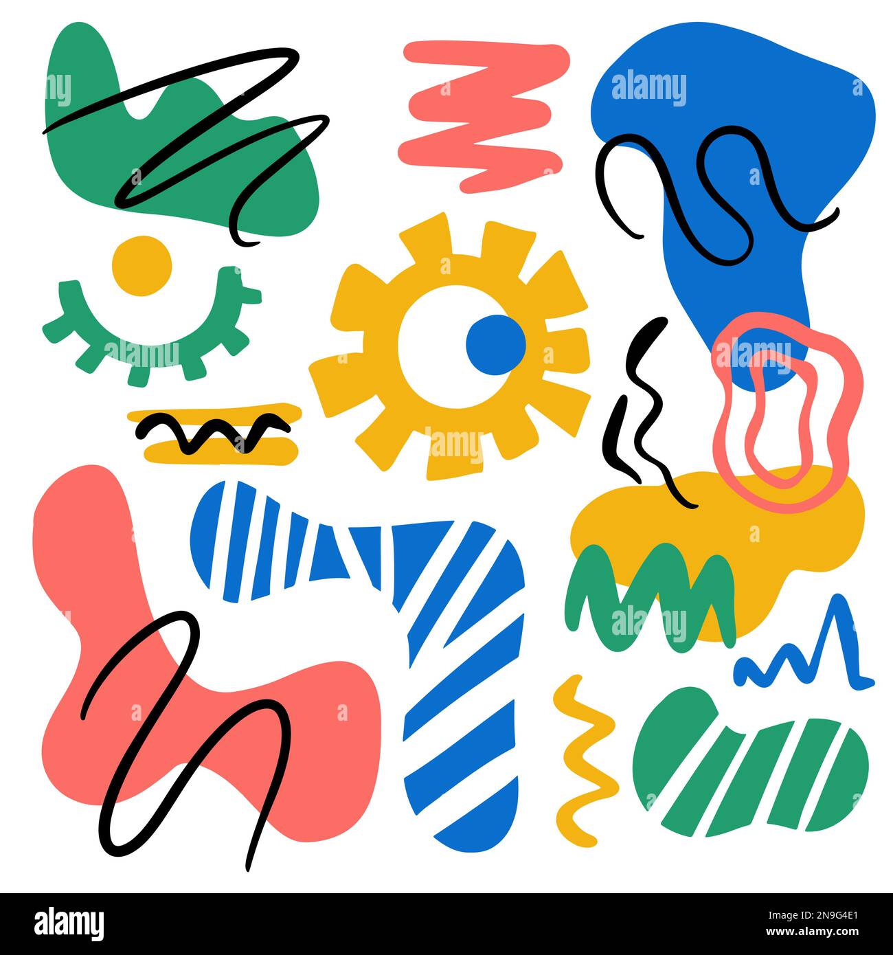 ABSTRACT FORMS Contemporary Folk Doodle Sketch Modern African Hand ...