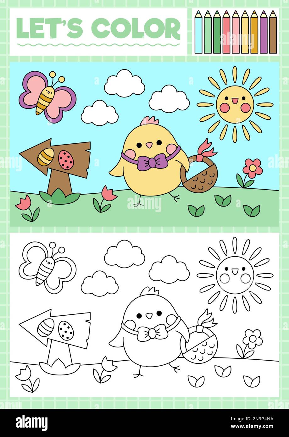 Baby chicken coloring sheet hi-res stock photography and images - Alamy