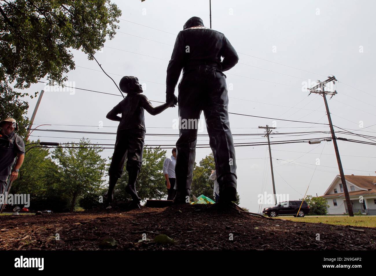 A statue of Andy and Opie Taylor is shown outside the Andy Griffith ...