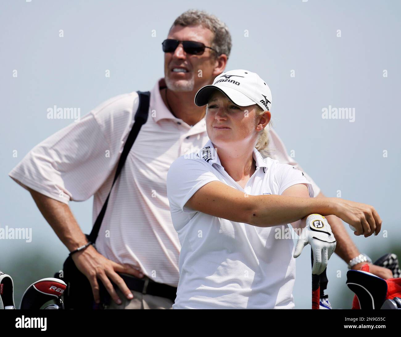 Stacy Lewis waits to tee off on six during a practice round for the U.S ...