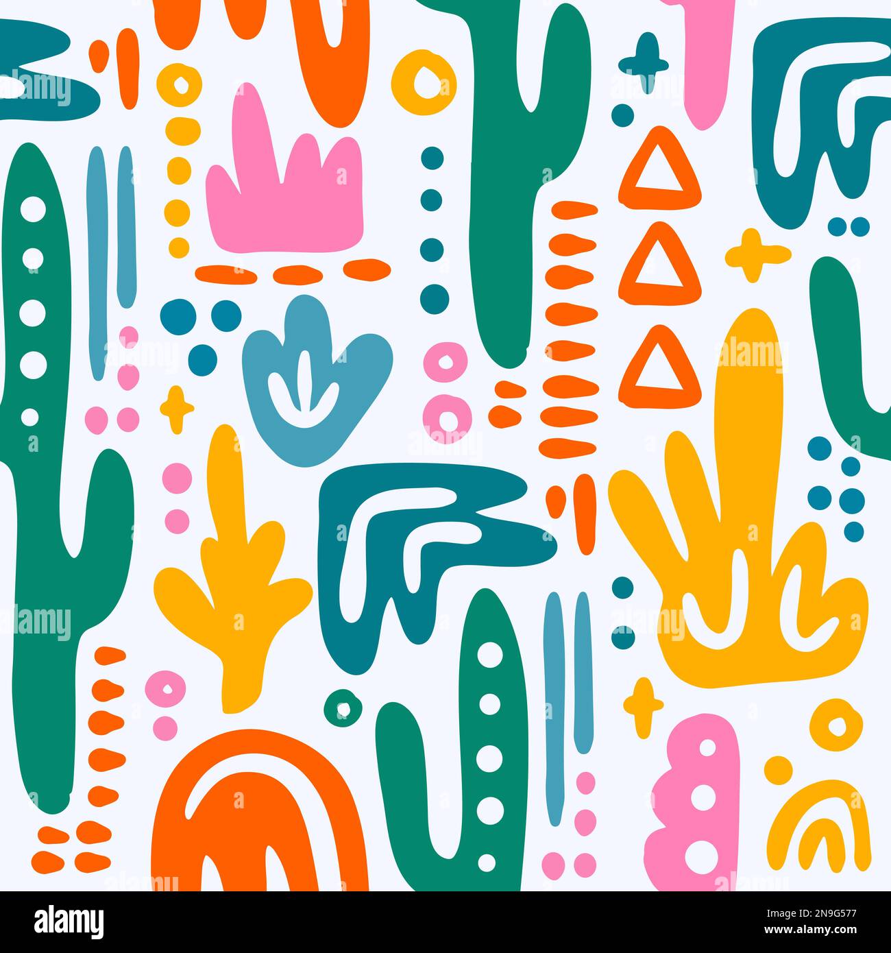 ORGANIC SHAPES Abstract Forms Hand Drawn Seamless Pattern In Flat Style ...