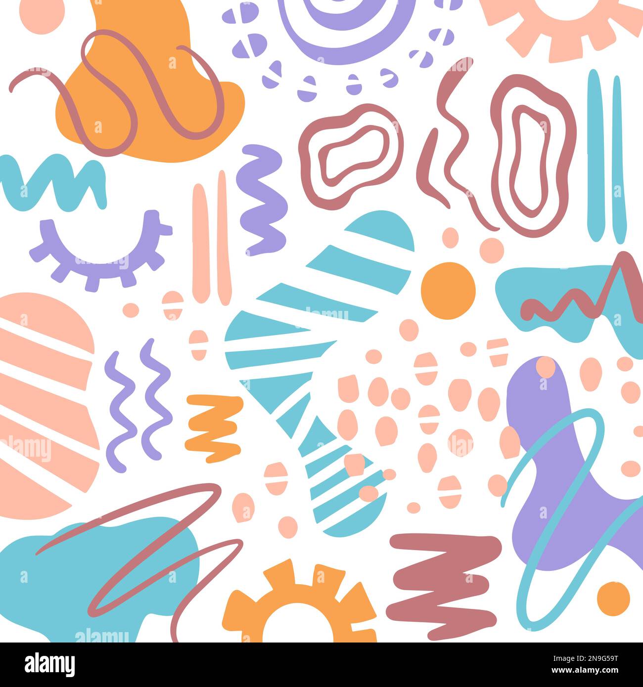ABSTRACT SHAPES Minimal Childish Vector Hand Drawn Sketch Contemporary ...