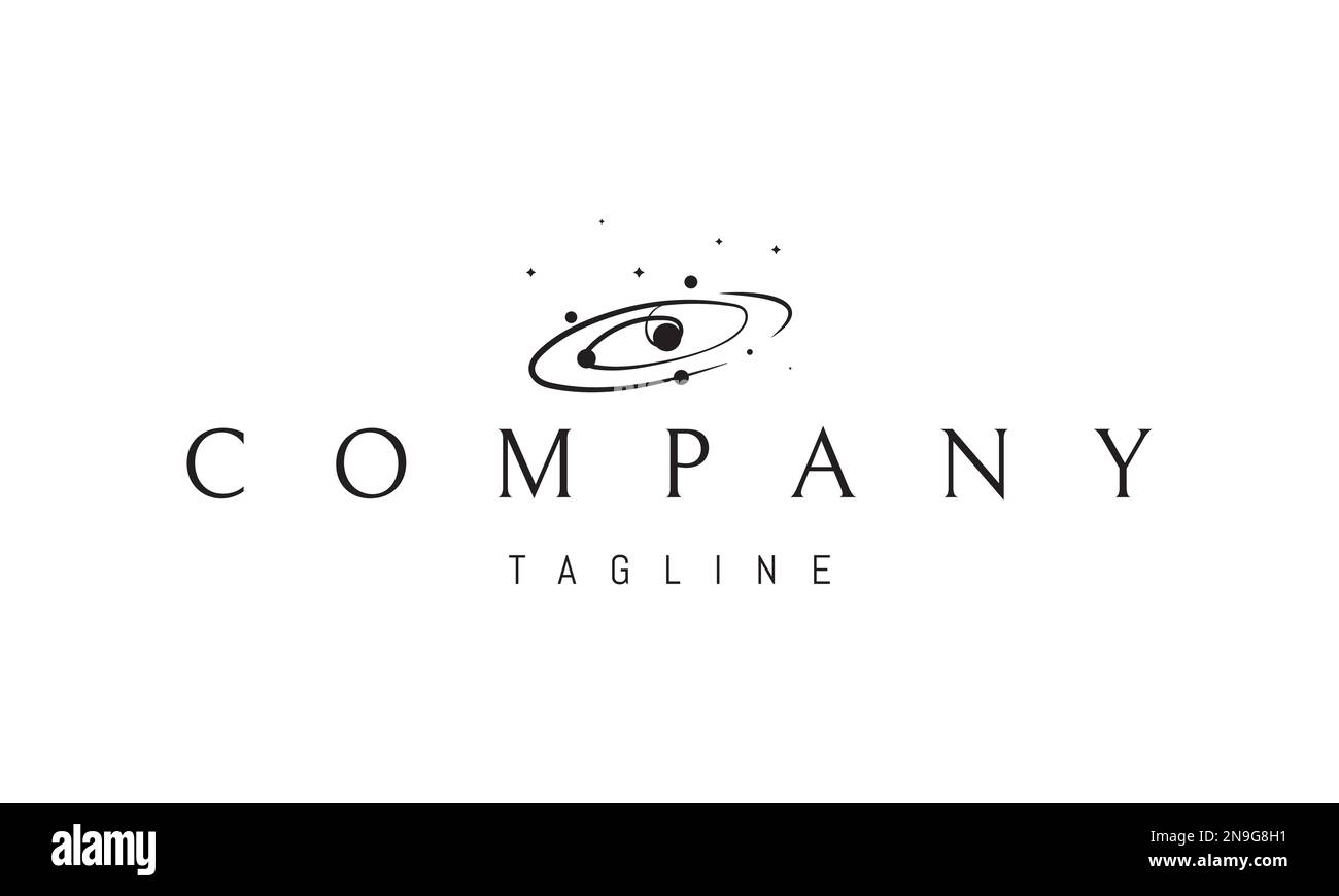 Vector logo on which an abstract image of the solar system with planets ...