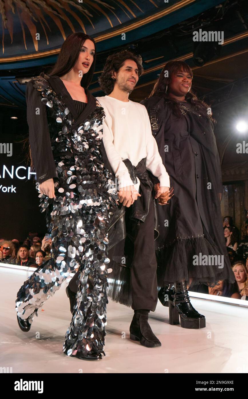 Models and designer walk the Guvanch AW23 Runway Show NYFW x Runway 7 ...