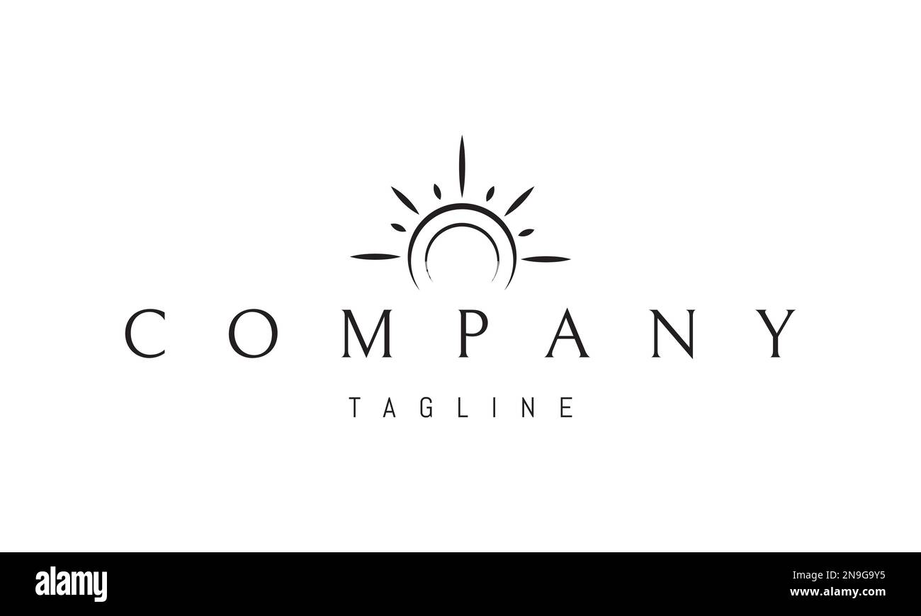 Vector logo on which an abstract image of a shining sun in a minimalist ...