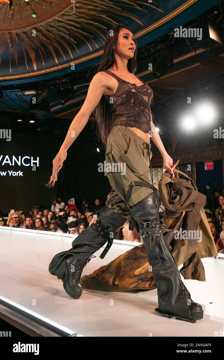Models walk the Guvanch AW23 Runway Show NYFW x Runway 7 at Sony Hall ...