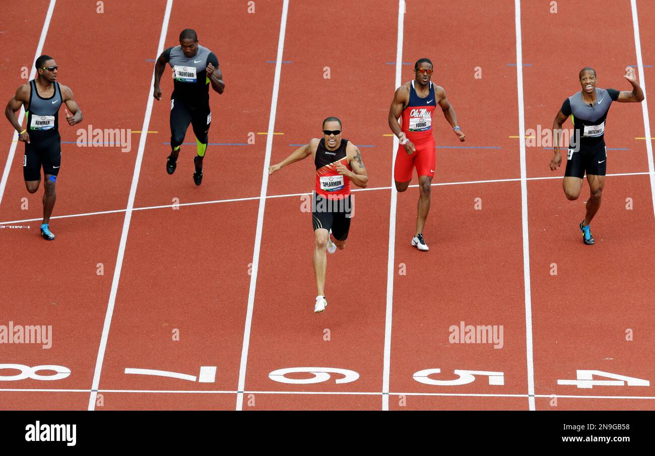 From left, Calesio Newman, Shawn Crawford, Wallace Spearmon Jr., Isiah ...
