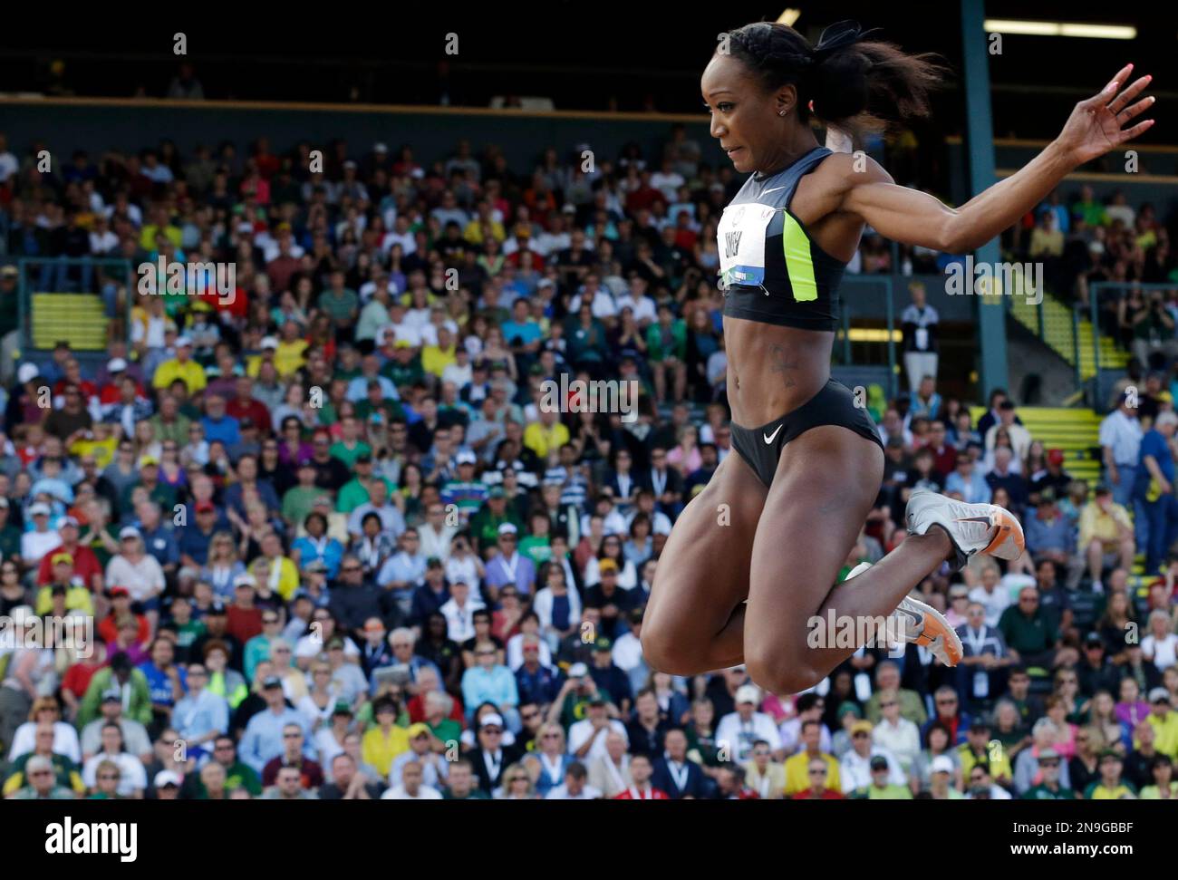 Funmi Jimoh competes in the women's long jump final at the U.S. Olympic ...
