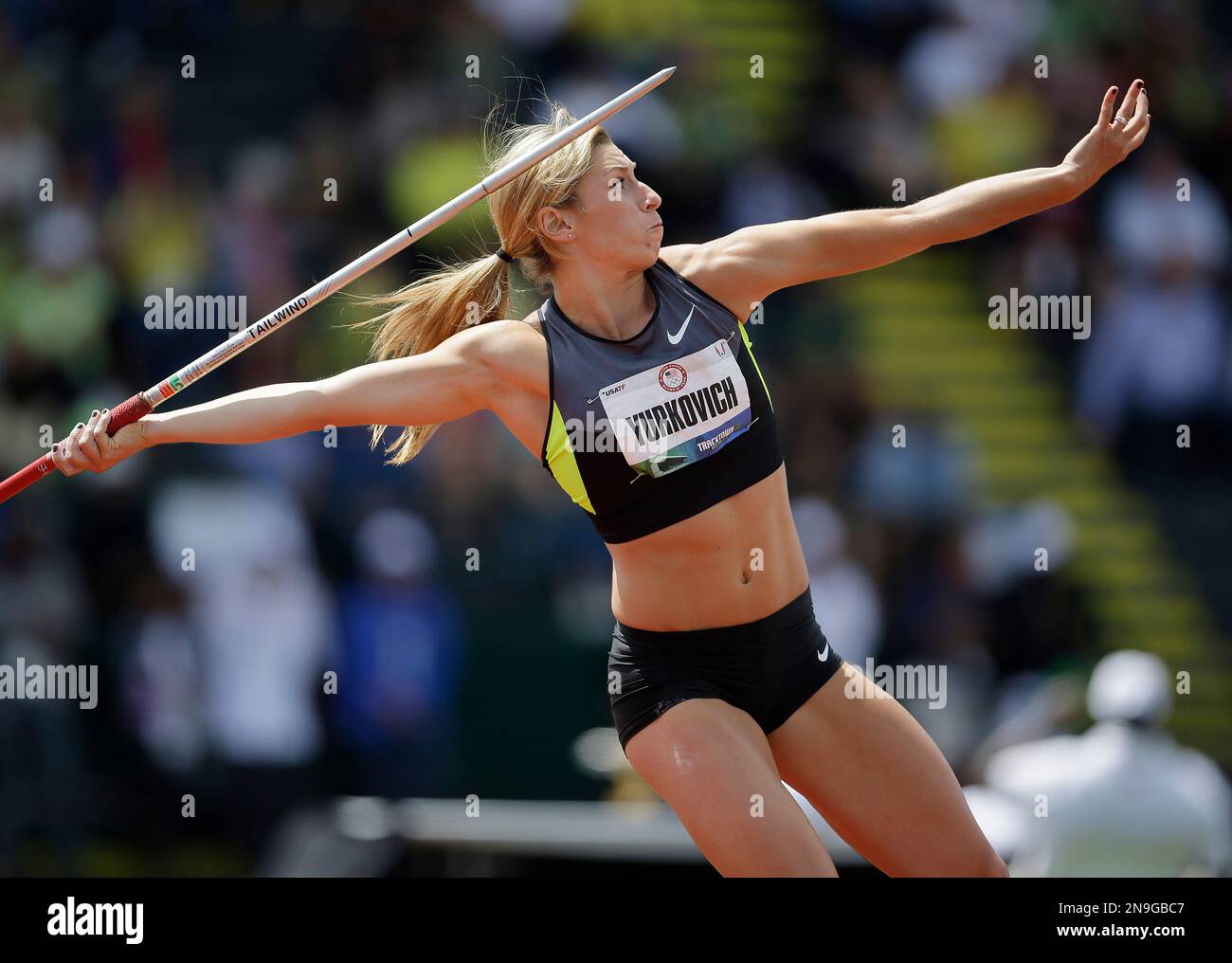 Rachel Yurkovich competes in the women's javelin final at the U.S ...