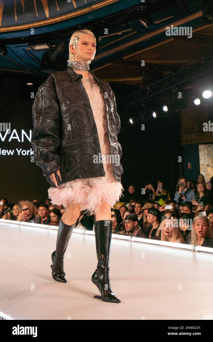 Models walk the Guvanch AW23 Runway Show NYFW x Runway 7 at Sony Hall ...