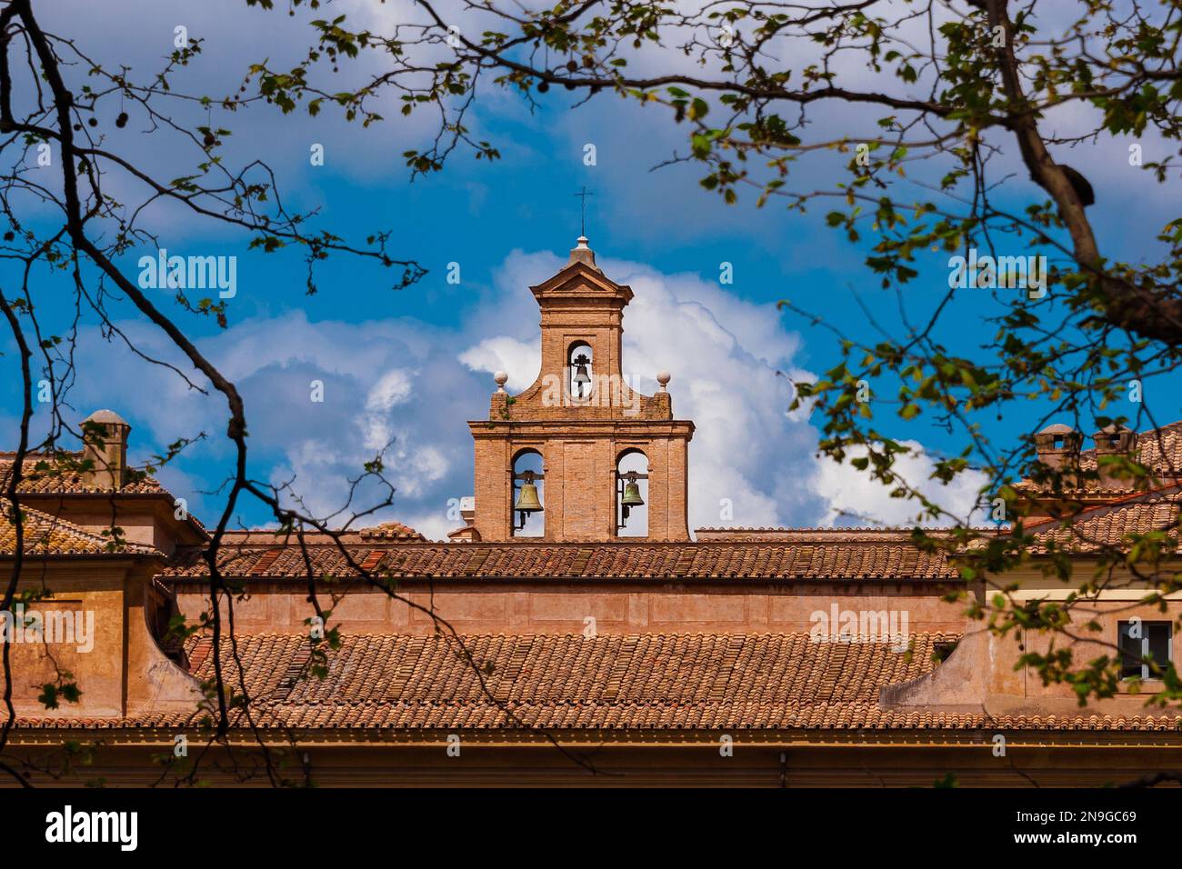 Religious architecture in Rome. San Michele a Ripa church old bell ...
