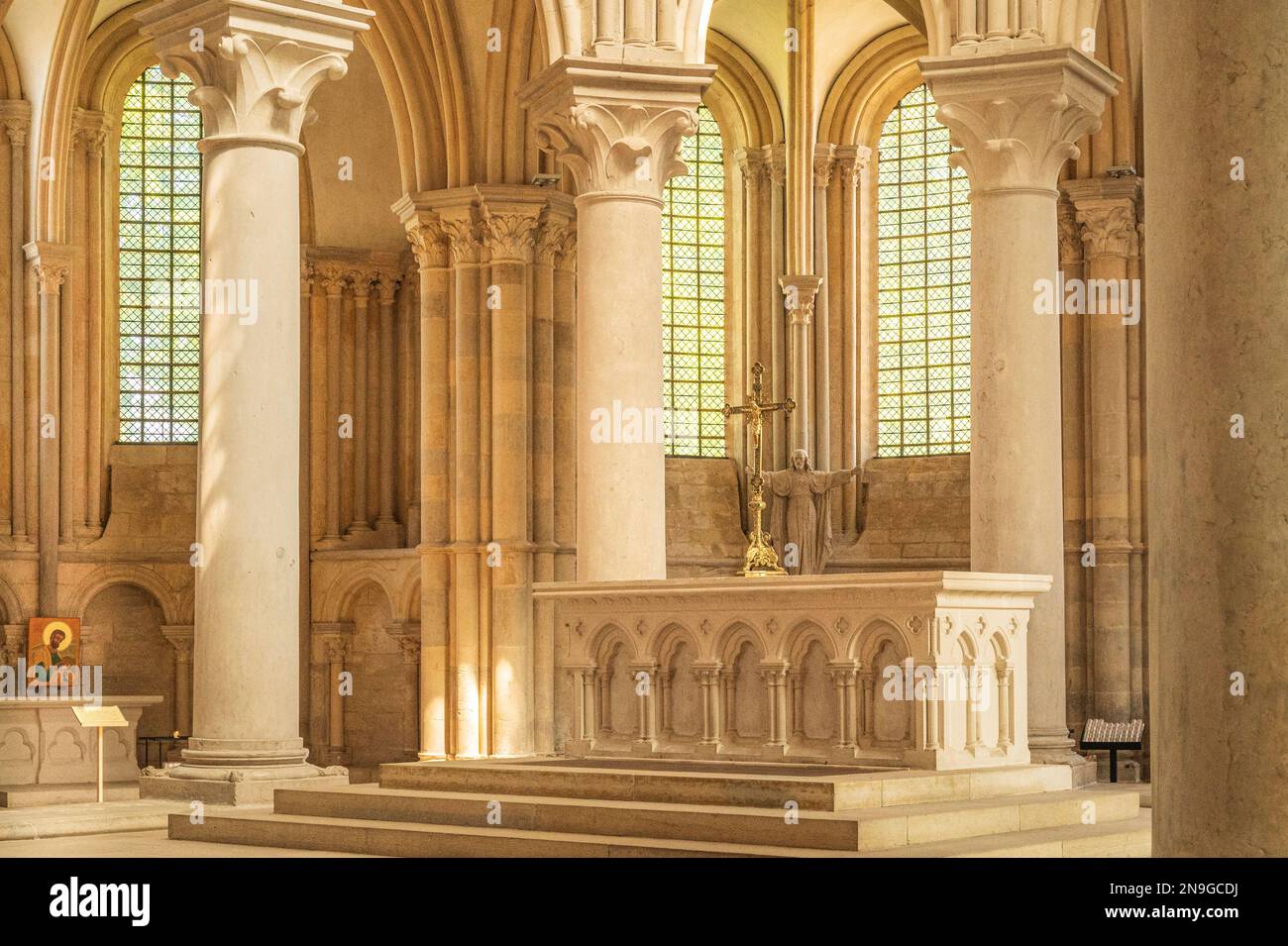 The pilgrim church basilique Sainte-Marie-Madeleine of Vézelay on the ...