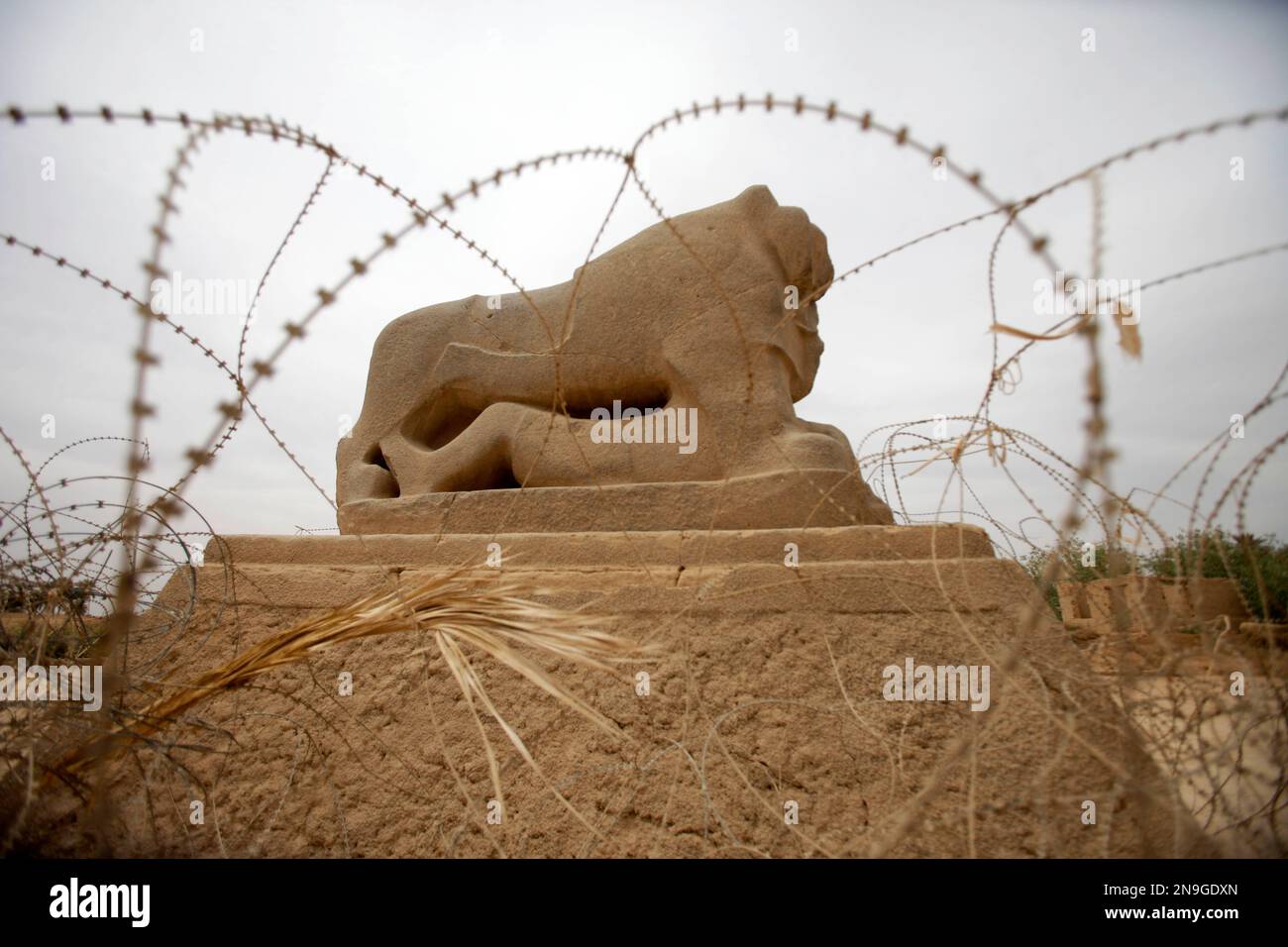 In this Sunday, May 6, 2012 photo, barbed wire surrounds the Lion of ...