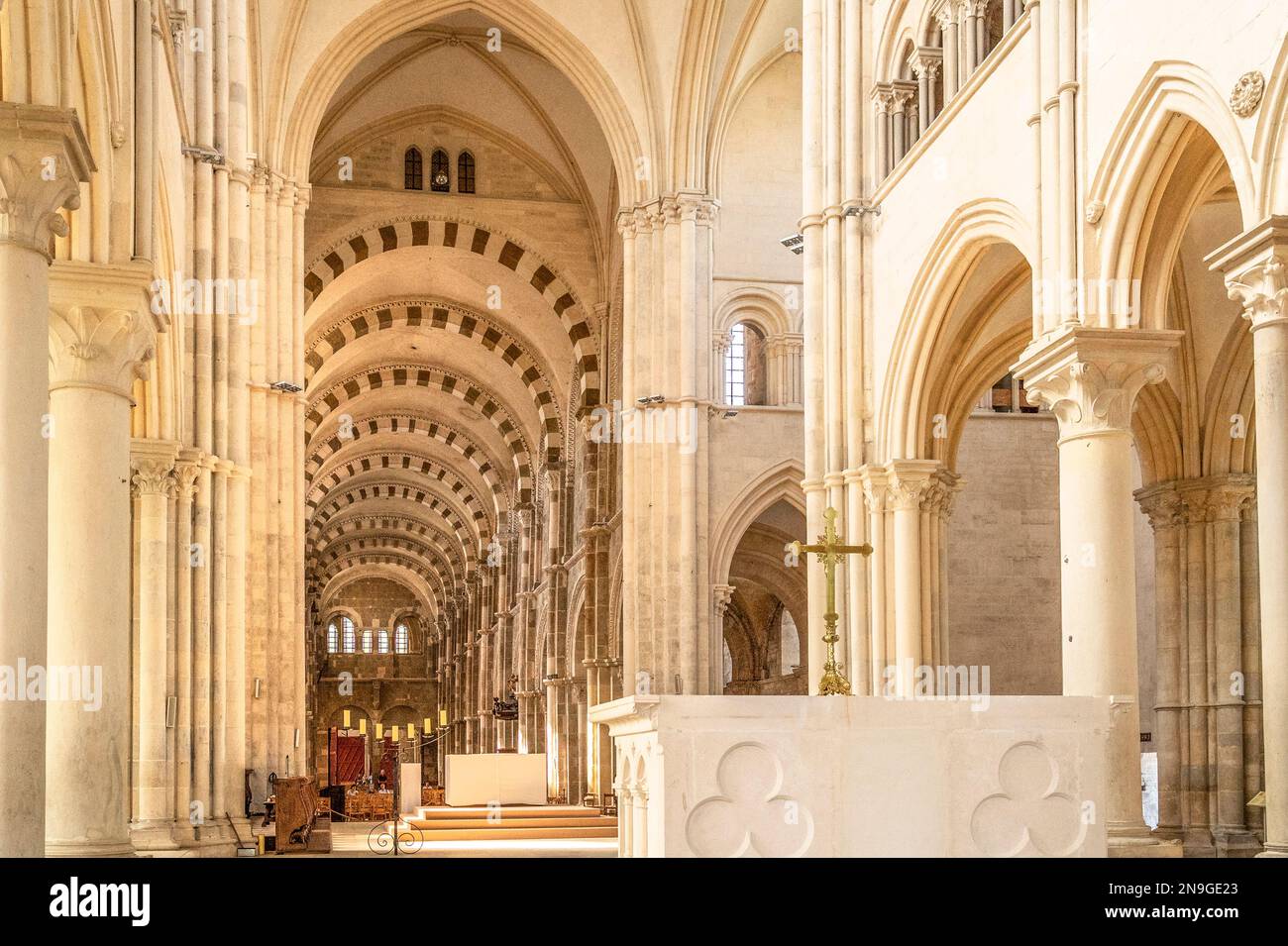 The pilgrim church basilica Sainte-Marie-Madeleineof Vézelay on the ...