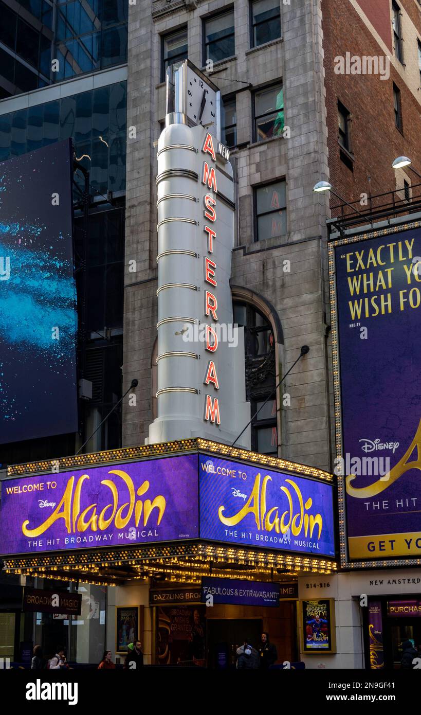 "Aladdin" Theater Marquee, New Amsterdam Theatre, Times Square, West ...