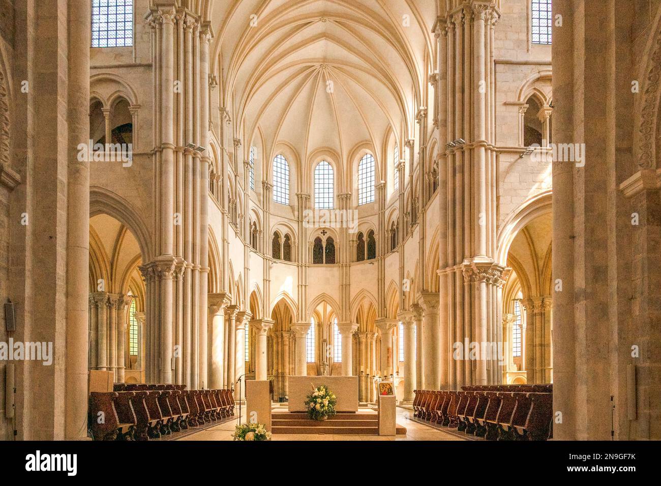 The pilgrim church basilica Sainte-Marie-Madeleineof Vézelay on the ...