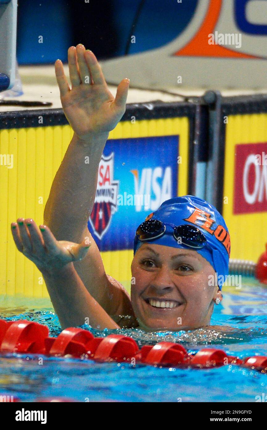 Elizabeth Beisel does the gator chop after swimming in the women's 200 ...