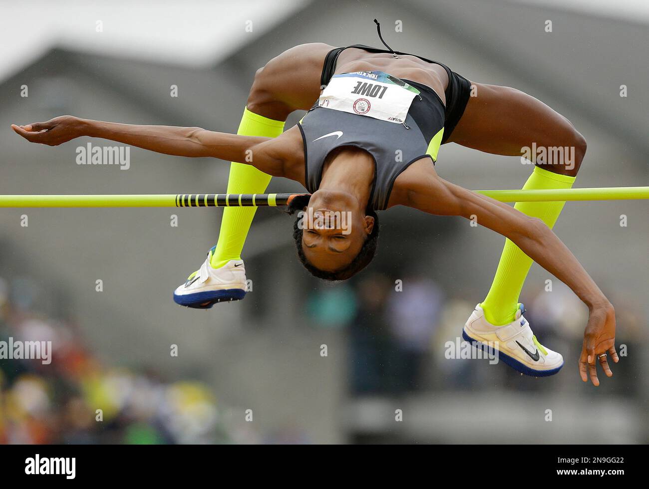 Chaunte Lowe competes in the women's high jump final at the U.S ...
