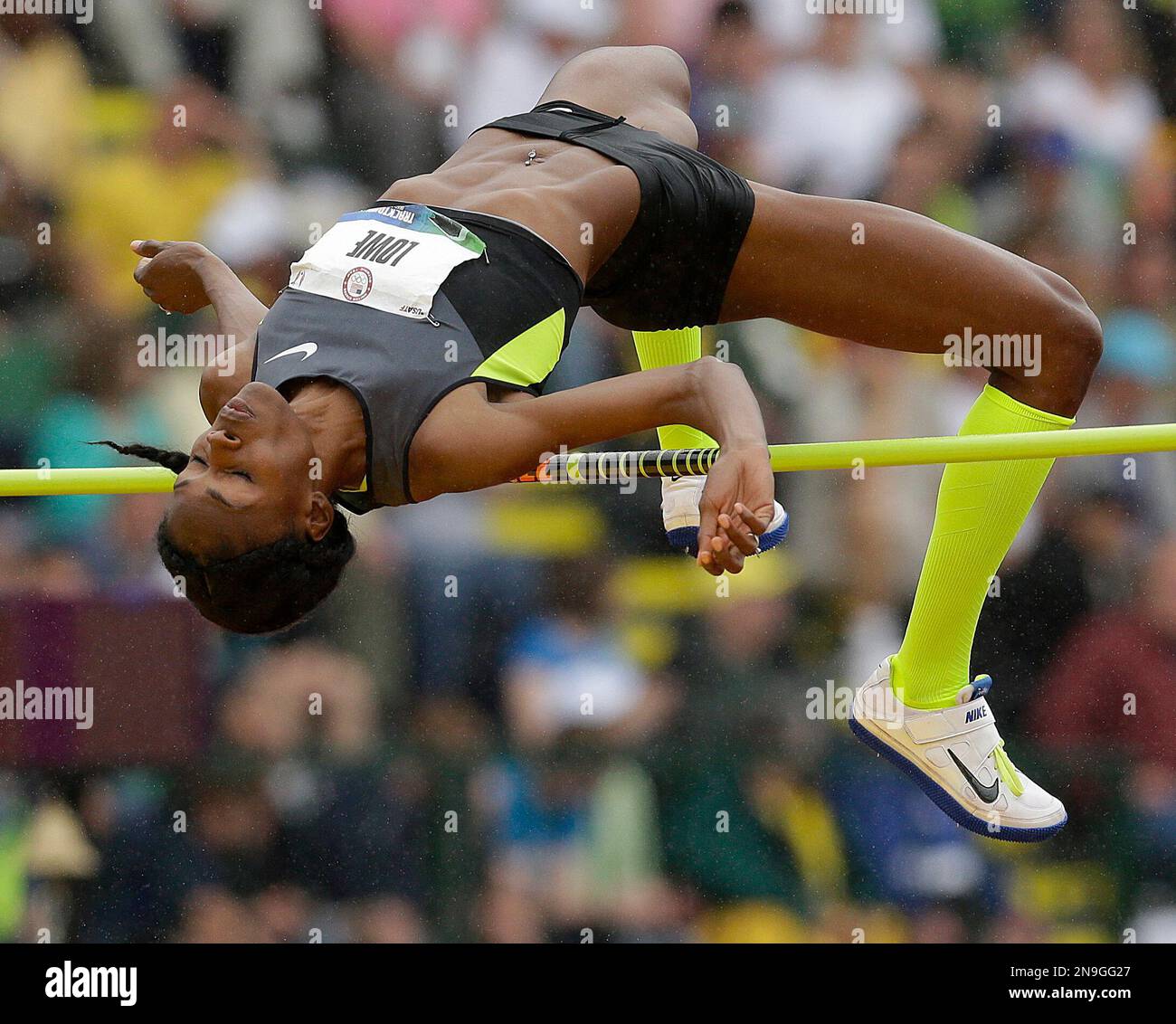 Chaunte Lowe competes in the women's high jump final at the U.S ...