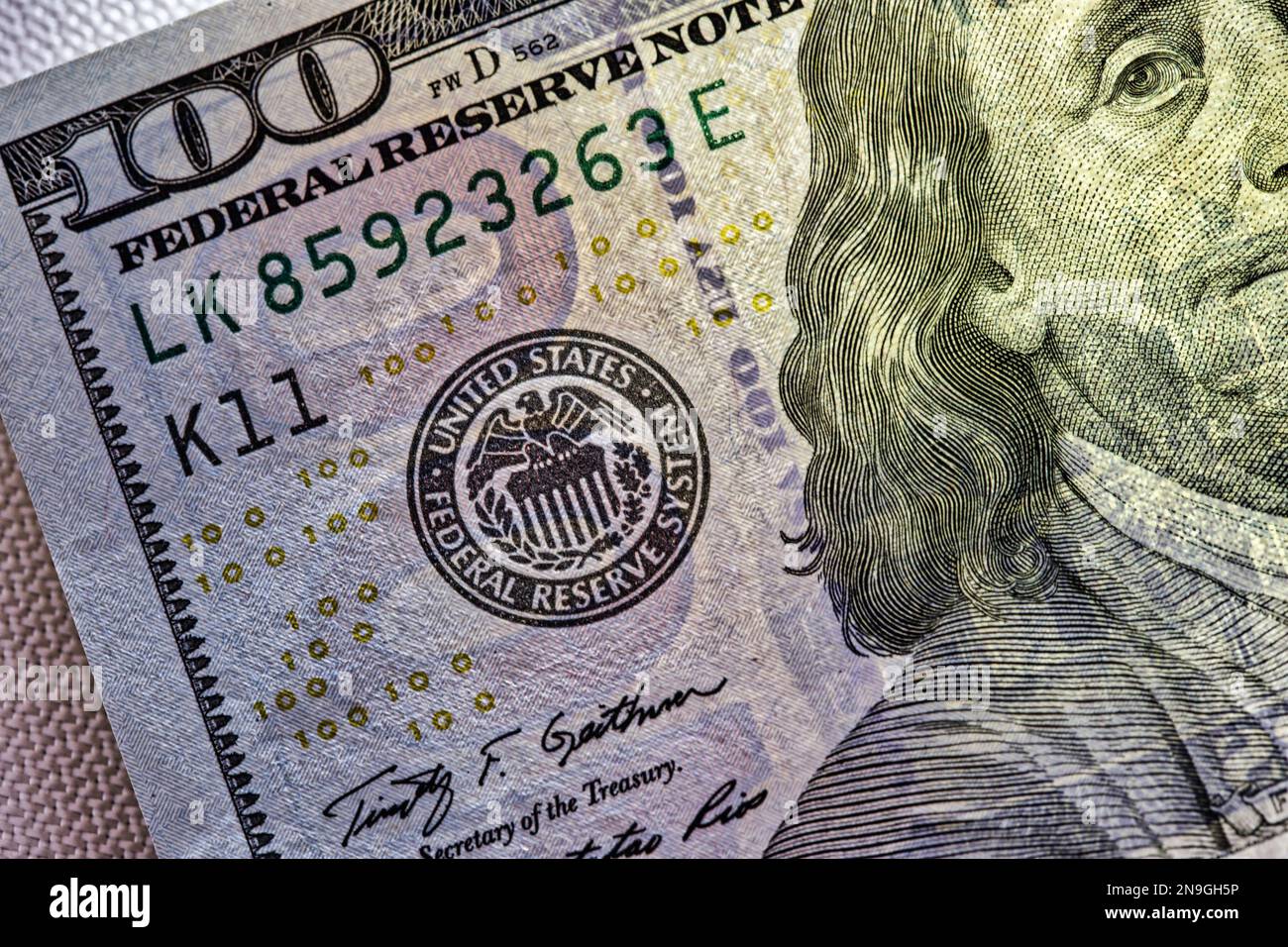 Benjamin Franklin is featured on the federal reserve bank note $100 ...
