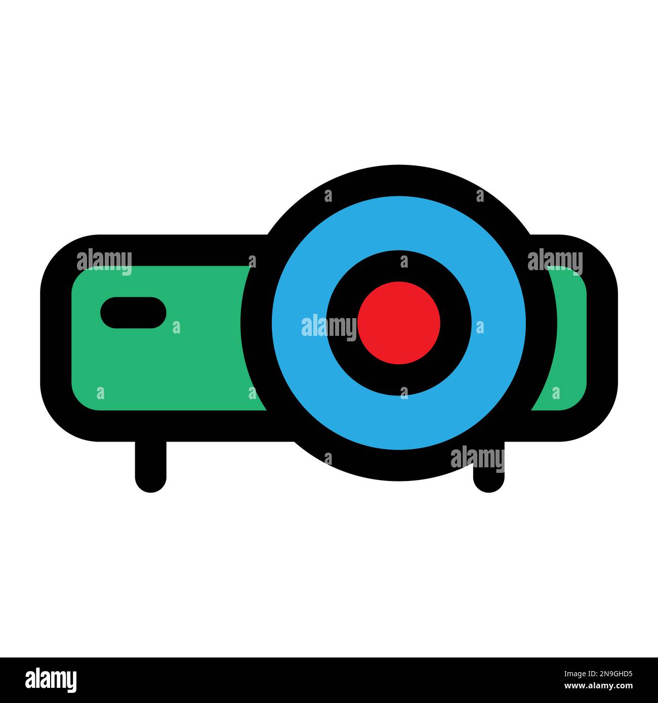 Projector icon line isolated on white background. Black flat thin icon ...