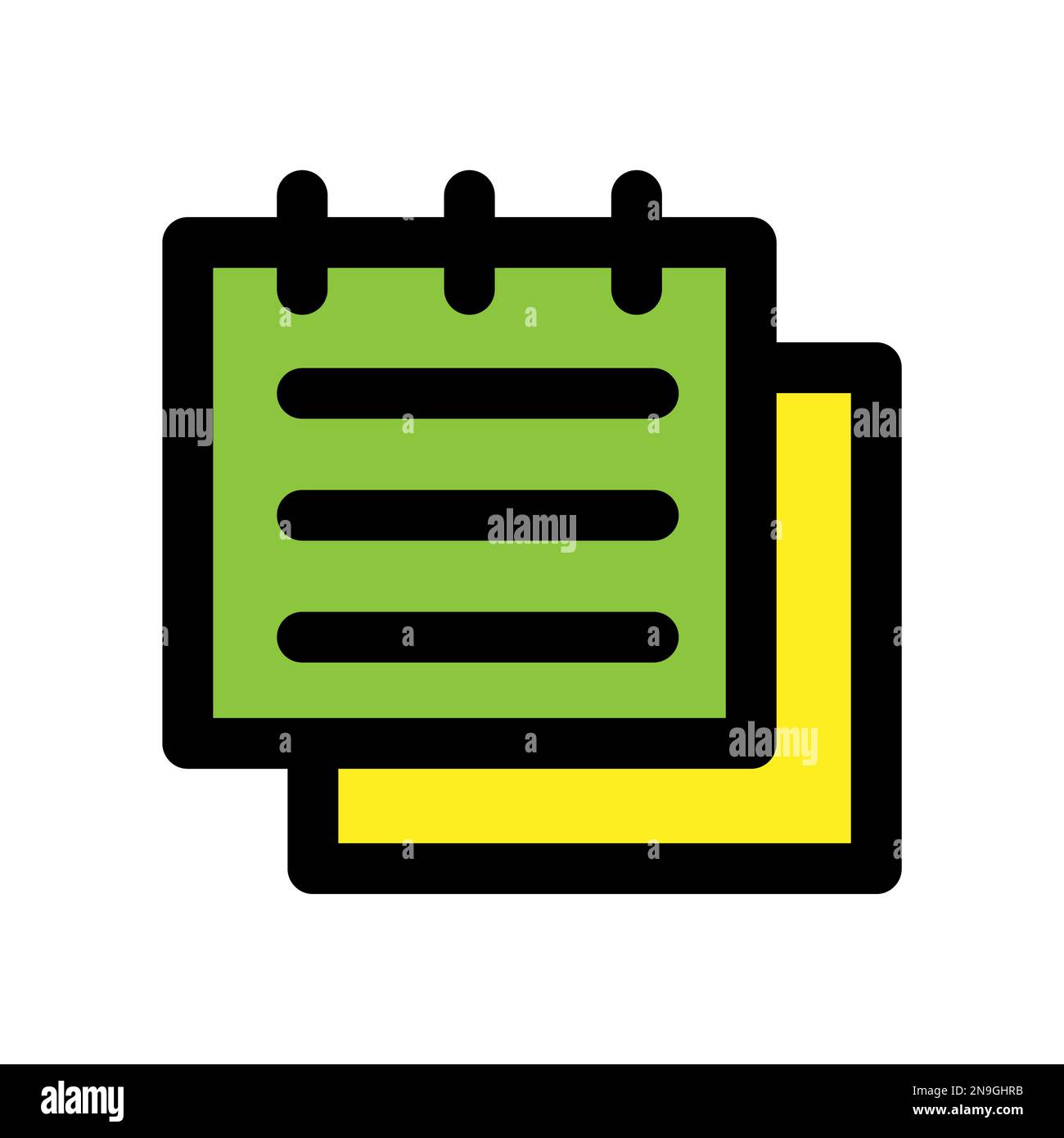 Paper notes icon line isolated on white background. Black flat thin ...