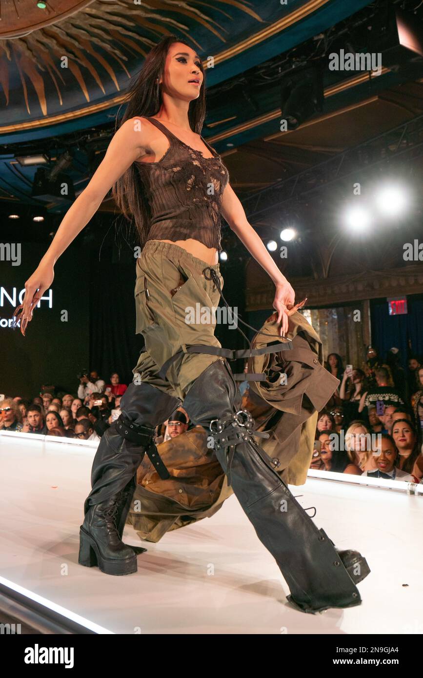 Models walk the Guvanch AW23 Runway Show NYFW x Runway 7 at Sony Hall ...