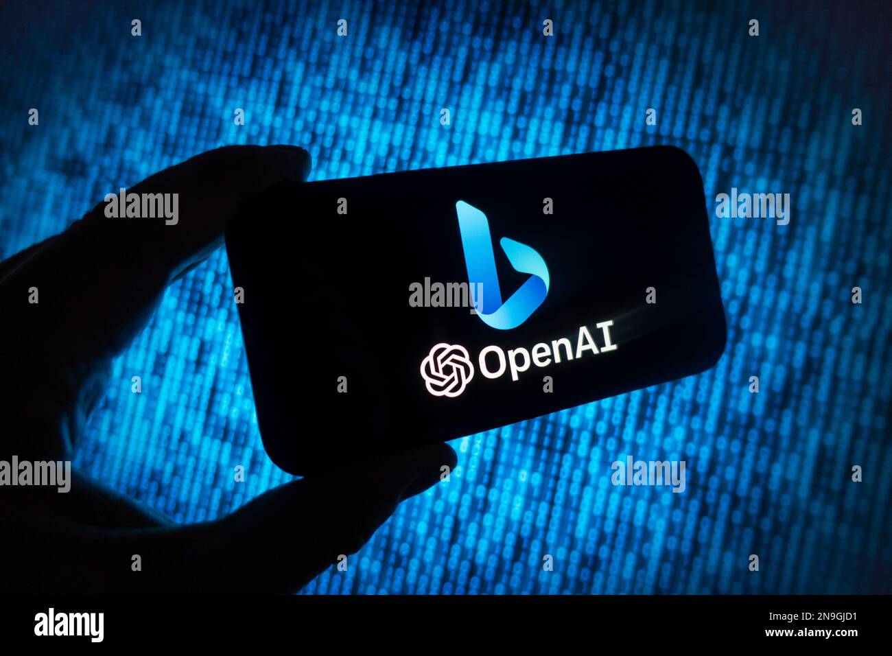 Digital composite image of new AI Microsoft Bing search engine powered ...