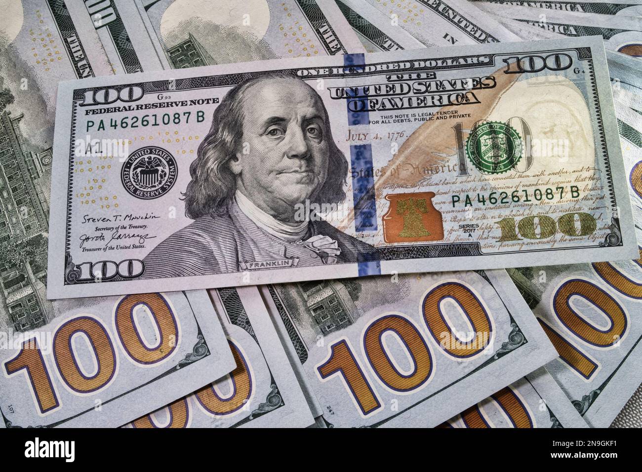 Benjamin Franklin is featured on the federal reserve bank note $100 ...