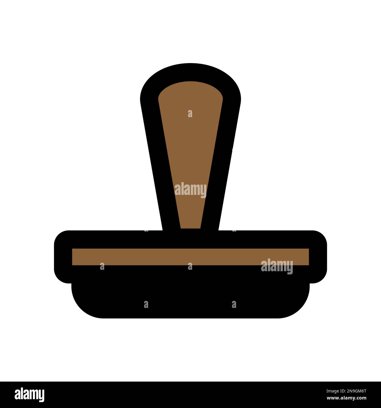 Stamp icon line isolated on white background. Black flat thin icon on ...