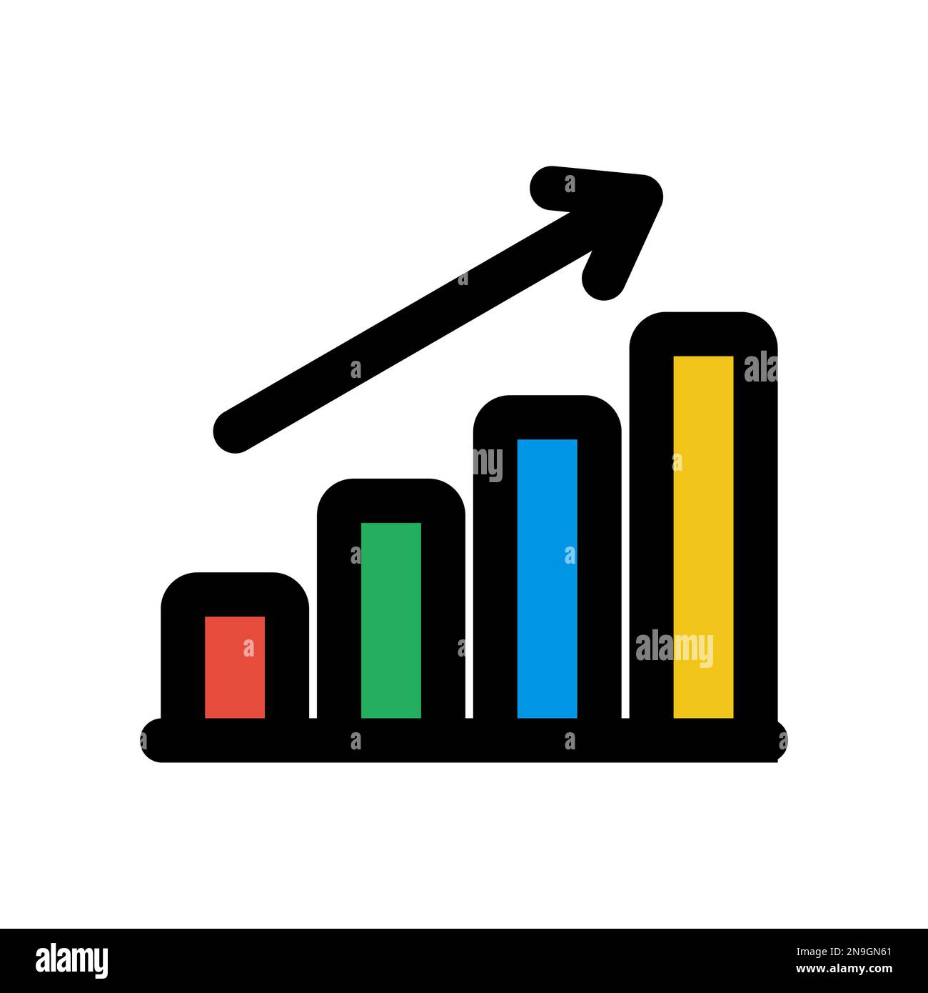 Growing stats icon line isolated on white background. Black flat thin ...