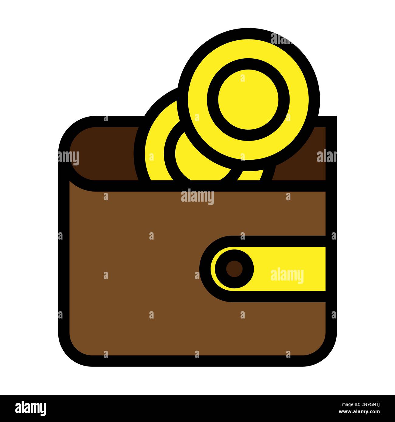 Full wallet icon line isolated on white background. Black flat thin ...