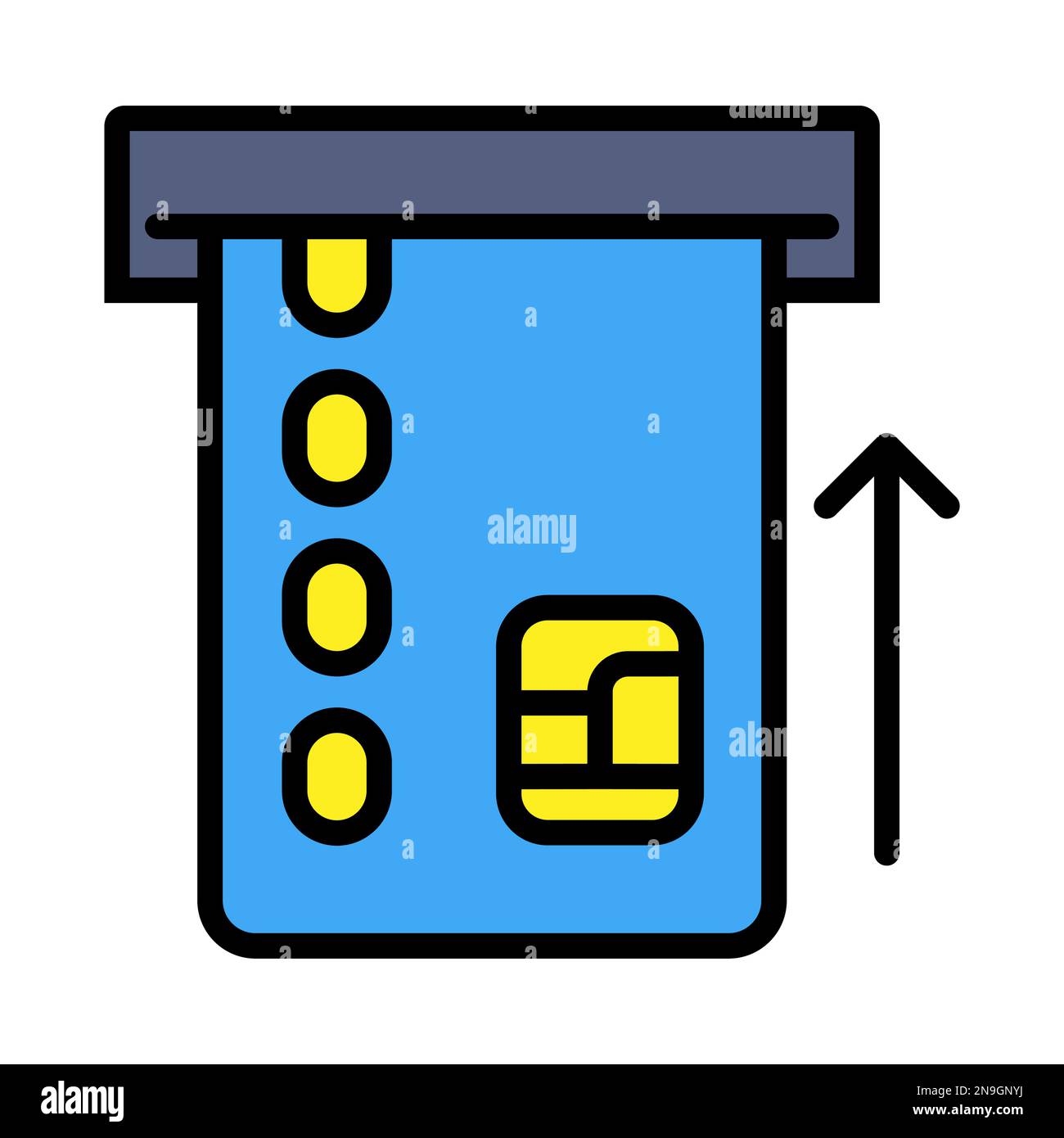 Insert card icon line isolated on white background. Black flat thin ...