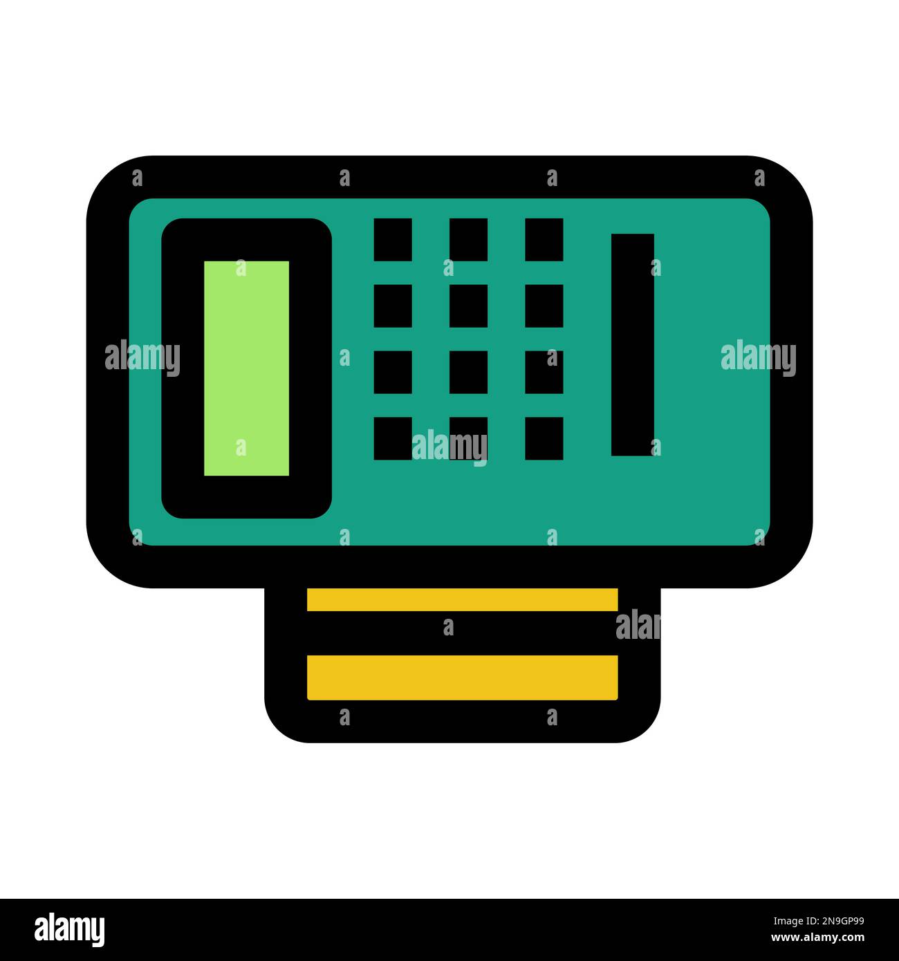 POS terminal icon line isolated on white background. Black flat thin ...