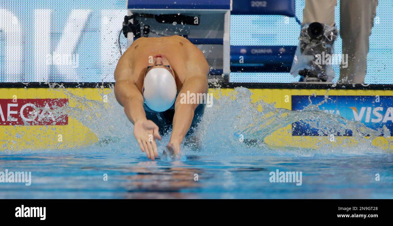 Matt Grevers swims in the men's 200-meter backstroke preliminaries at ...