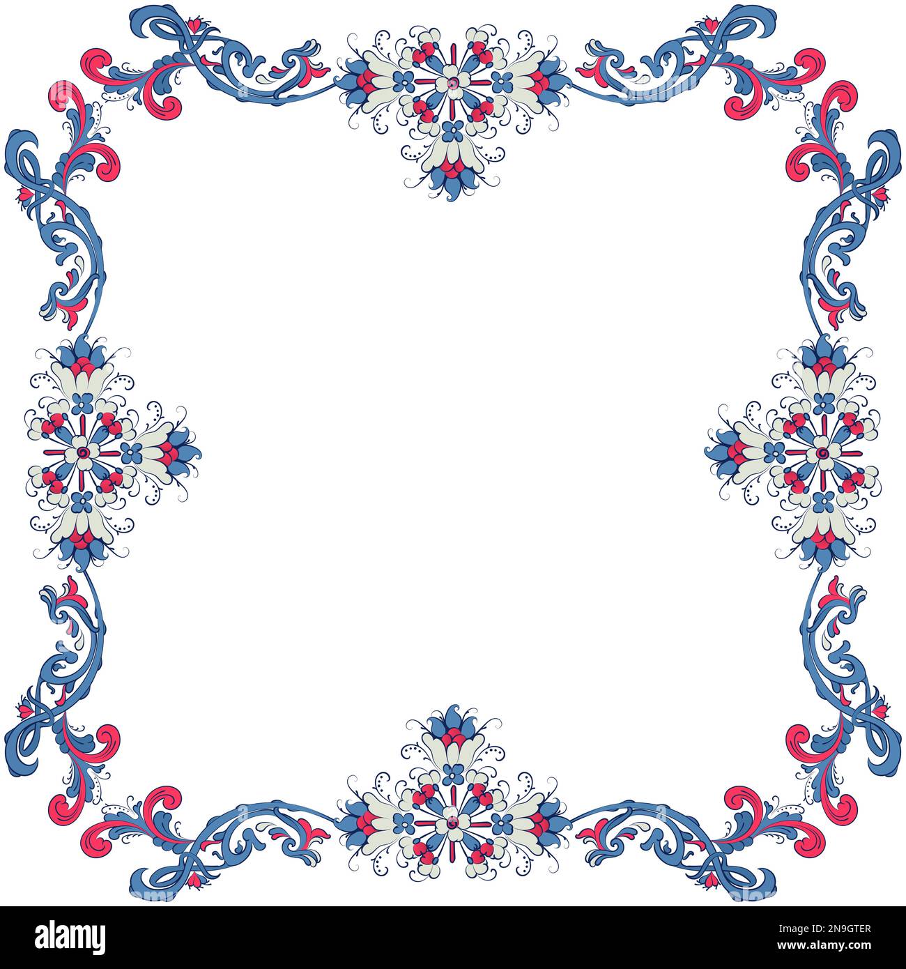 Vector floral frame with traditional Norwegian Rosemaling motif Stock ...