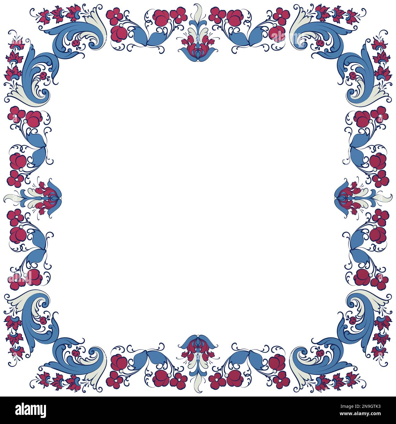 Vector floral frame with traditional Norwegian Rosemaling motif Stock ...