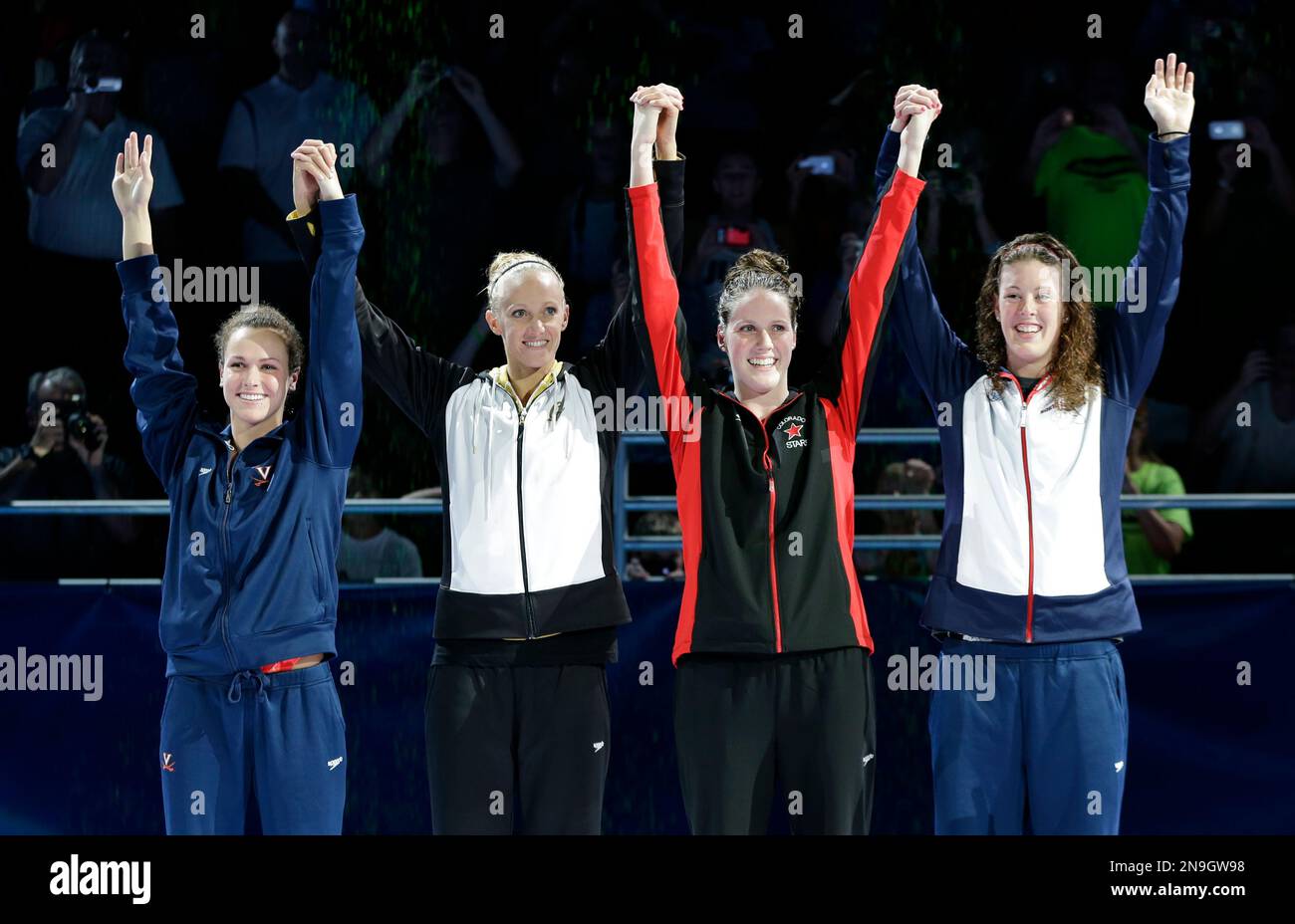 Lauren Perdue, from left, Dana Vollmer, Missy Franklin and Allison ...