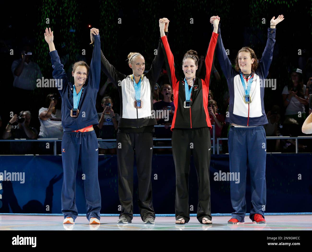 Lauren Perdue, from left, Dana Vollmer, Missy Franklin and Allison ...