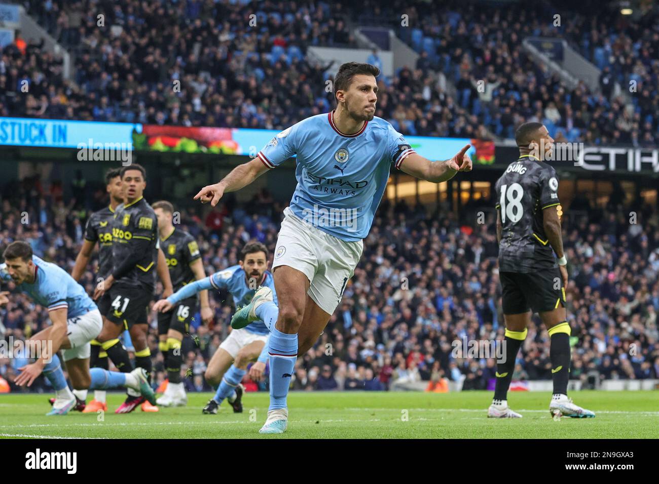 Rodri #16 of Manchester City celebrates his goal to make it 1-0 during ...