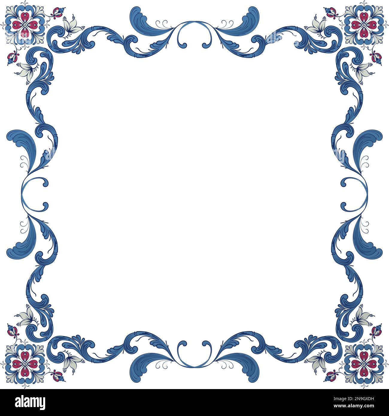 Vector floral frame with traditional Norwegian Rosemaling motif Stock ...