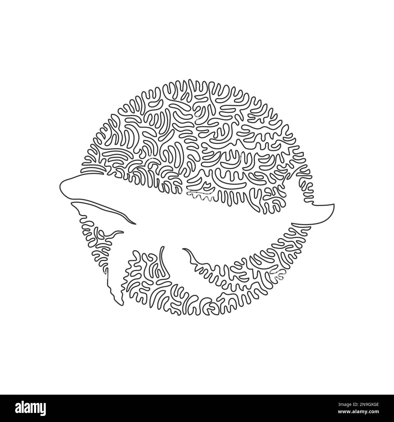 Continuous one curve line drawing of an amazing whale. Single line ...