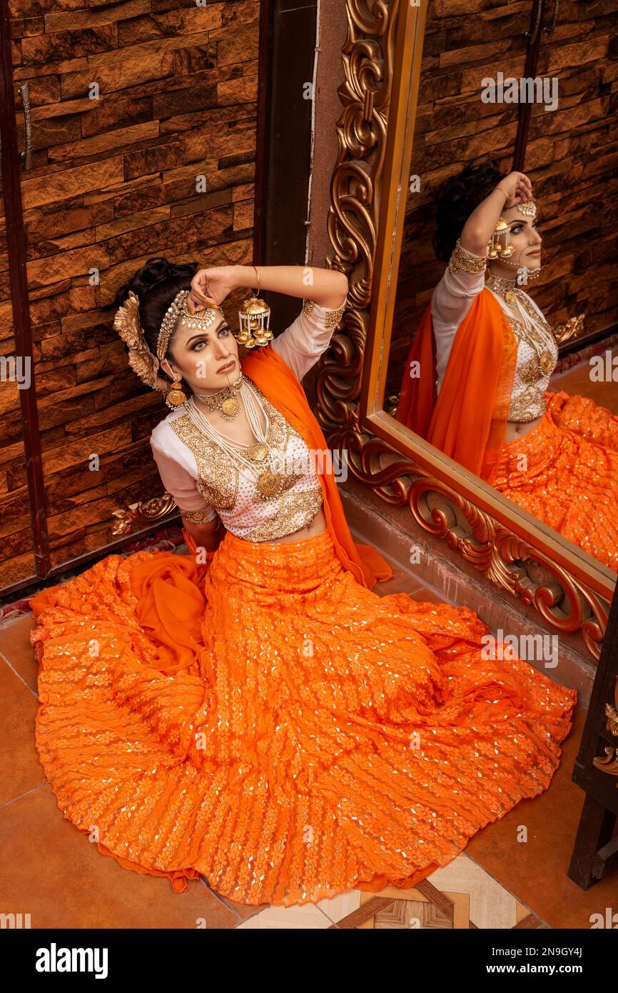 Pakistani. Indian Beautiful bride makeup for saloon shoot Stock Photo ...