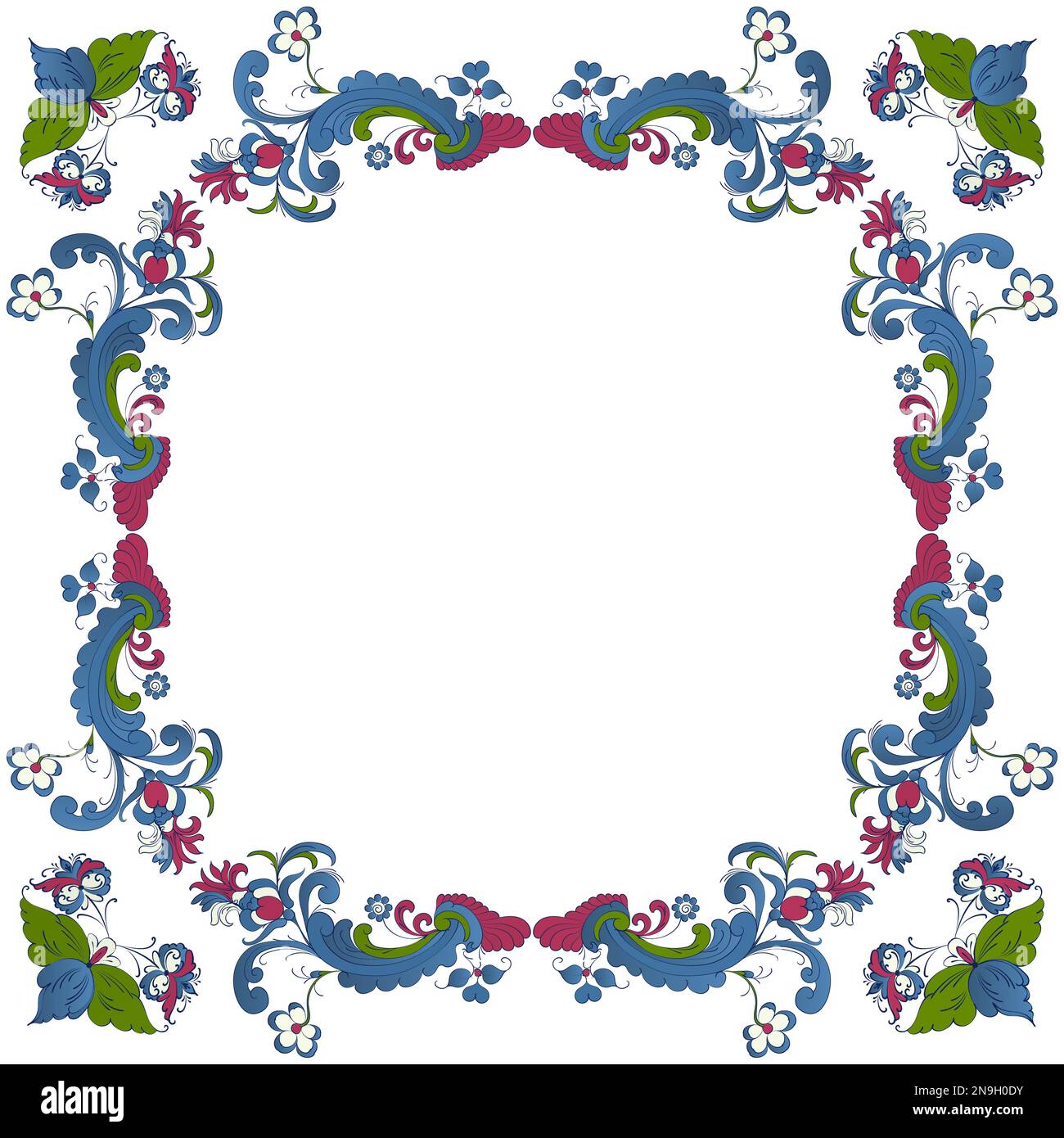 Vector floral frame with traditional Norwegian Rosemaling motif Stock ...