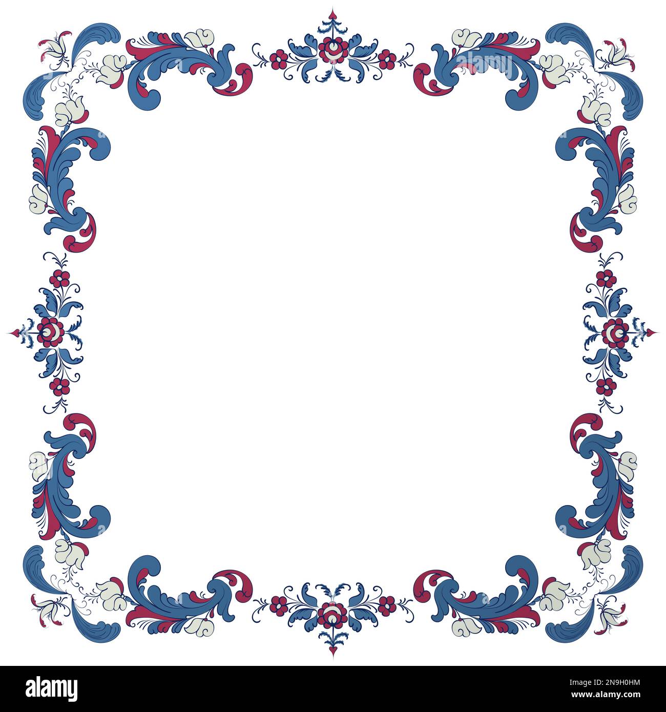 Vector floral frame with traditional Norwegian Rosemaling motif Stock ...