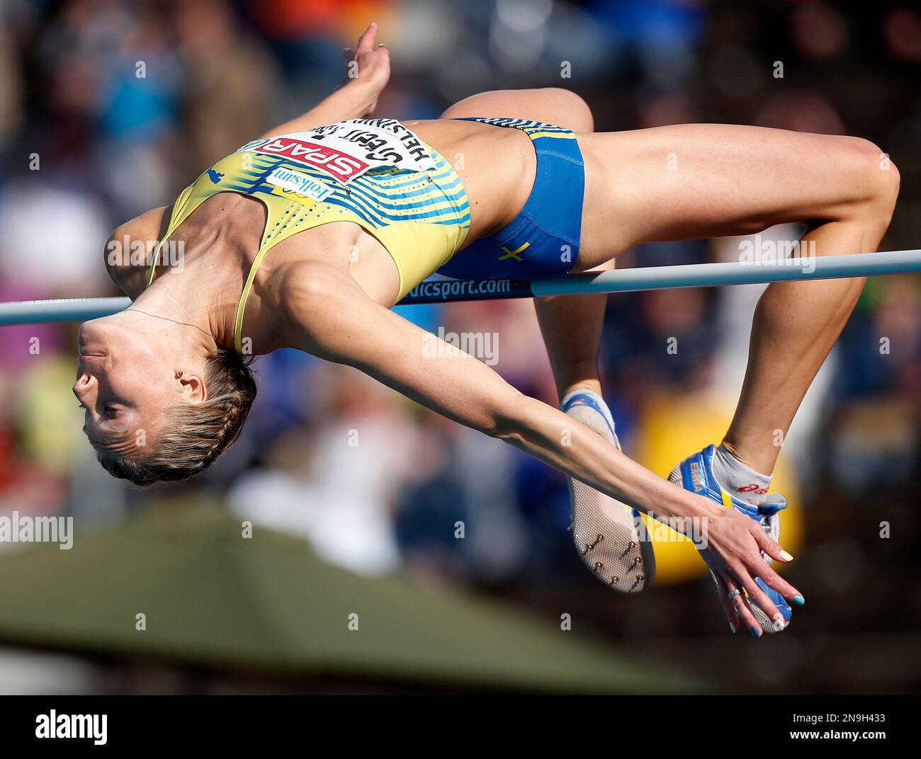 Sweden's Emma Green Tregaro makes an attempt in the Women's High Jump ...