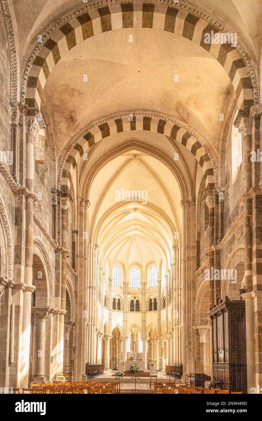The pilgrim church basilica Sainte-Marie-Madeleineof Vézelay on the ...