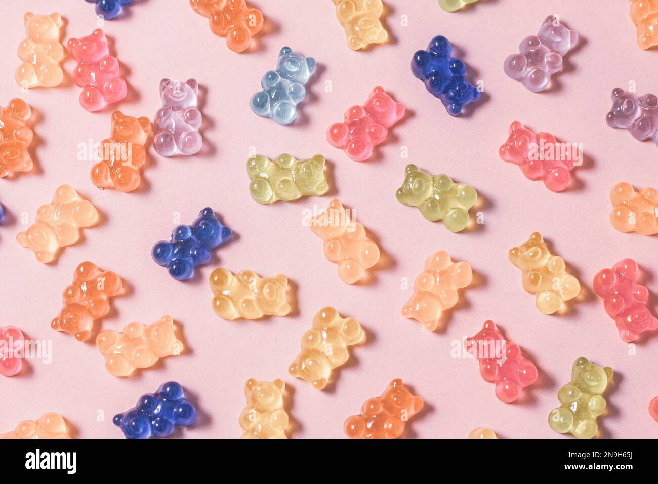 Colorful Fruity and tasty Sweets and Candies. Gummy and jelly teddy ...